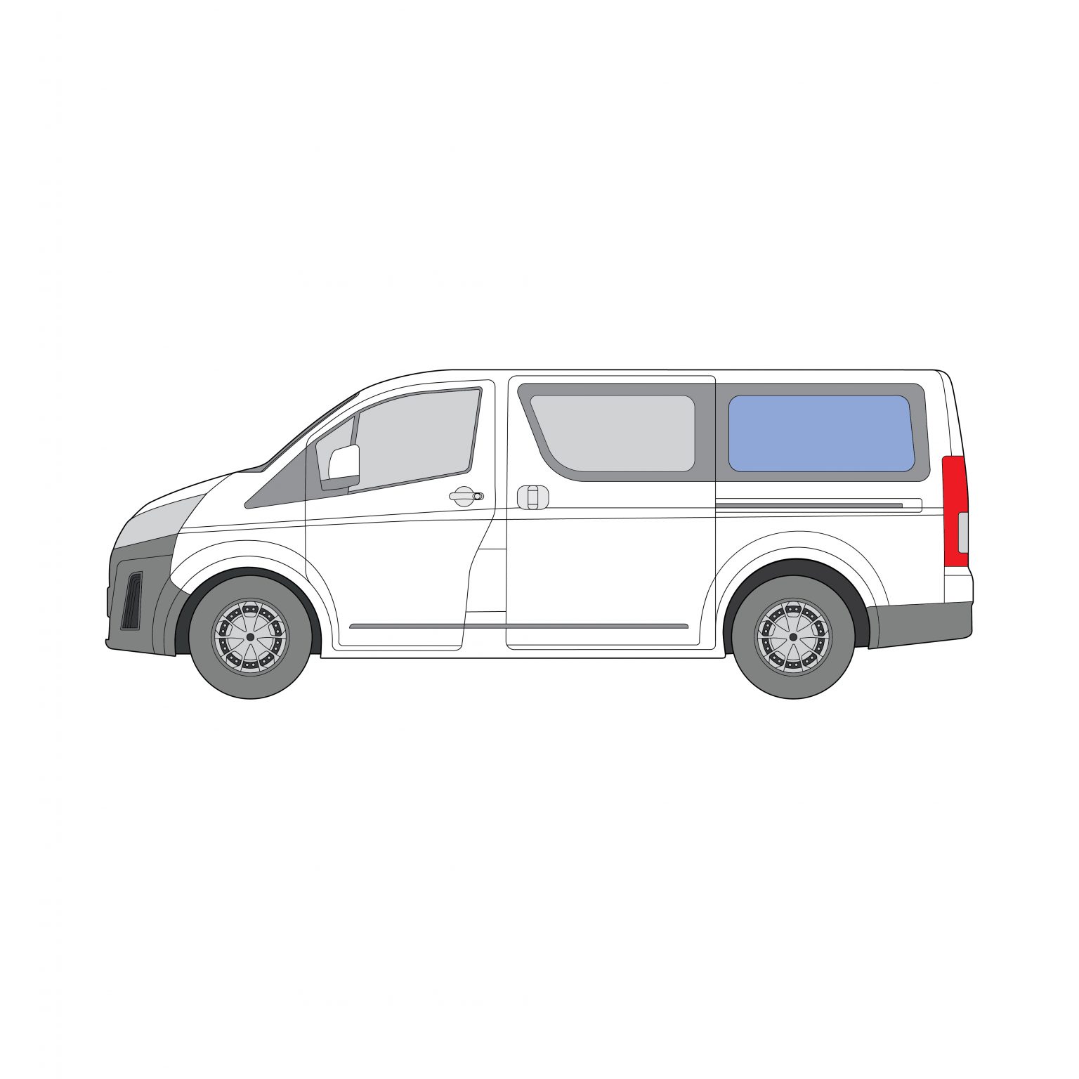 Toyota Hiace LWB 2019-on | Bonded Half Sliding Window - Rear Left-Hand ...