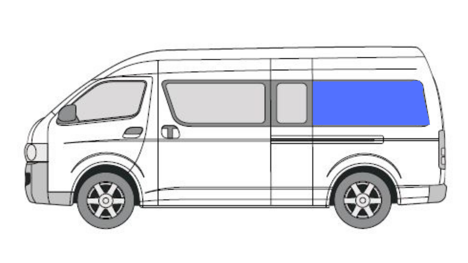 Toyota Hiace 2005-2019 | Bonded Fixed Window - Rear Left Hand | Emprise ...